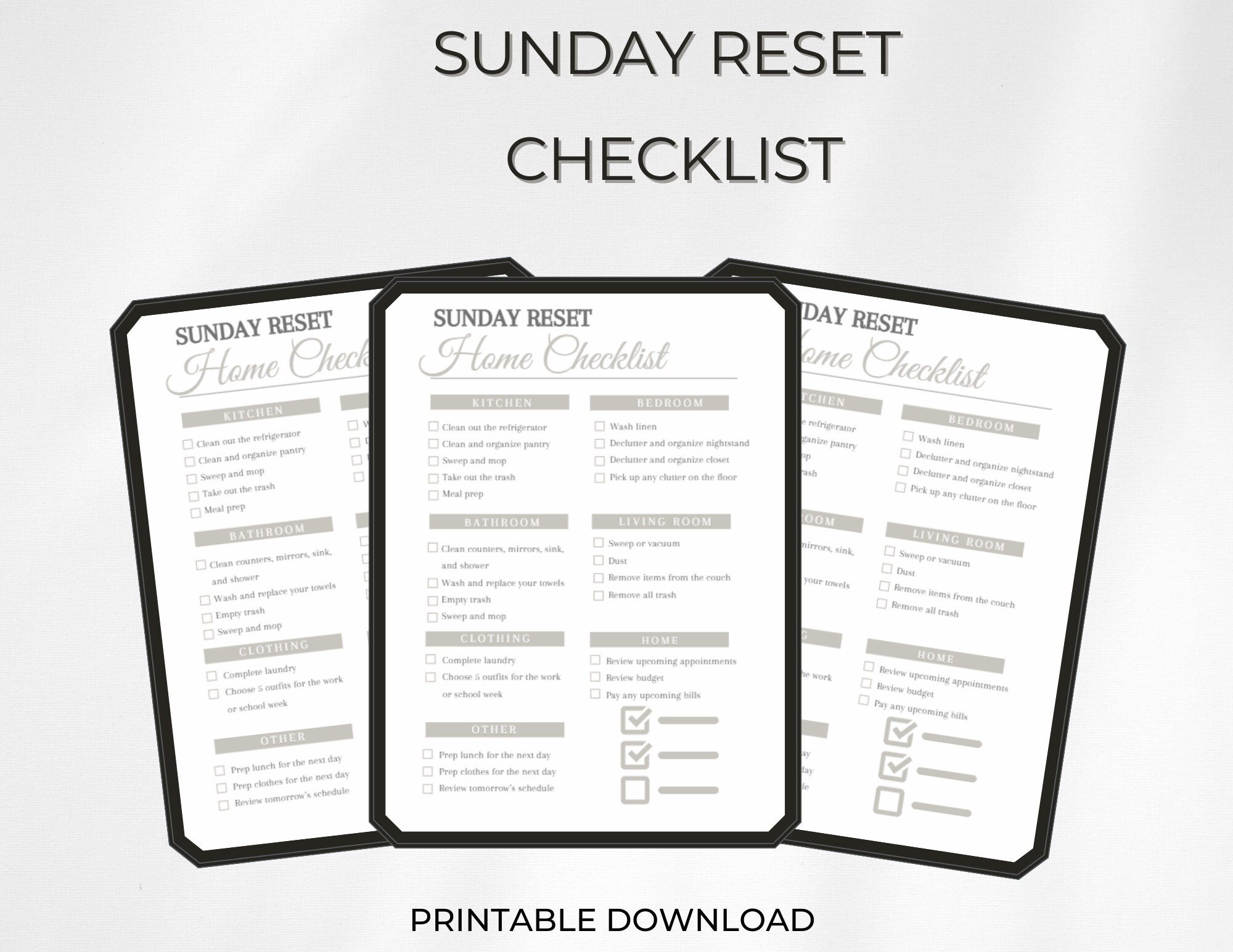 Sunday Reset Checklist Printable - Etsy