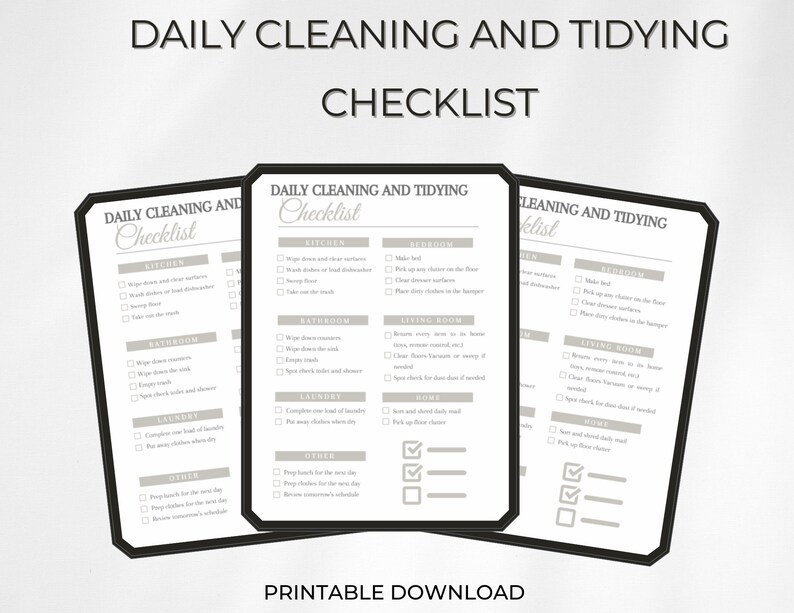 Daily Cleaning and Tidying Checklist Printable - Etsy