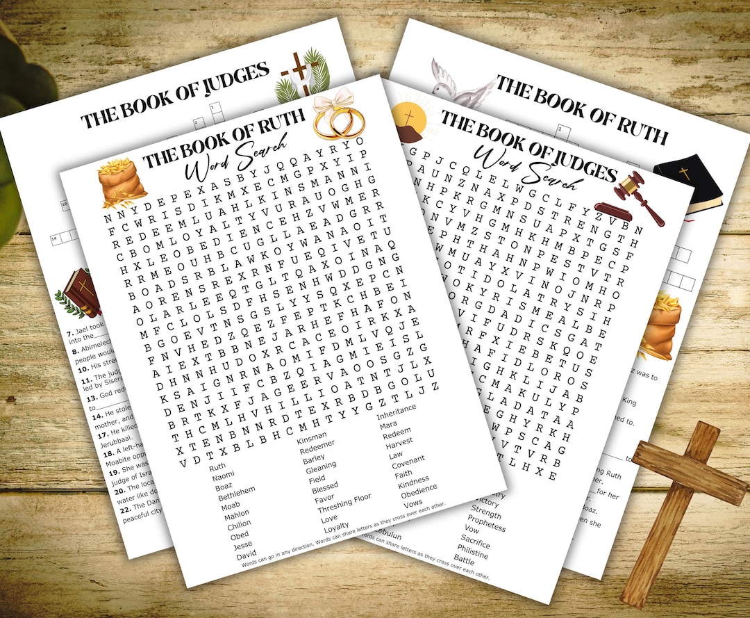Judges and Ruth Christian Crossword Puzzles Religious Word Search Bible ...