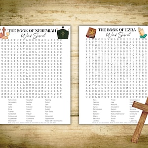 Ezra and Nehemiah Christian Crossword Puzzle Religious Word Search ...
