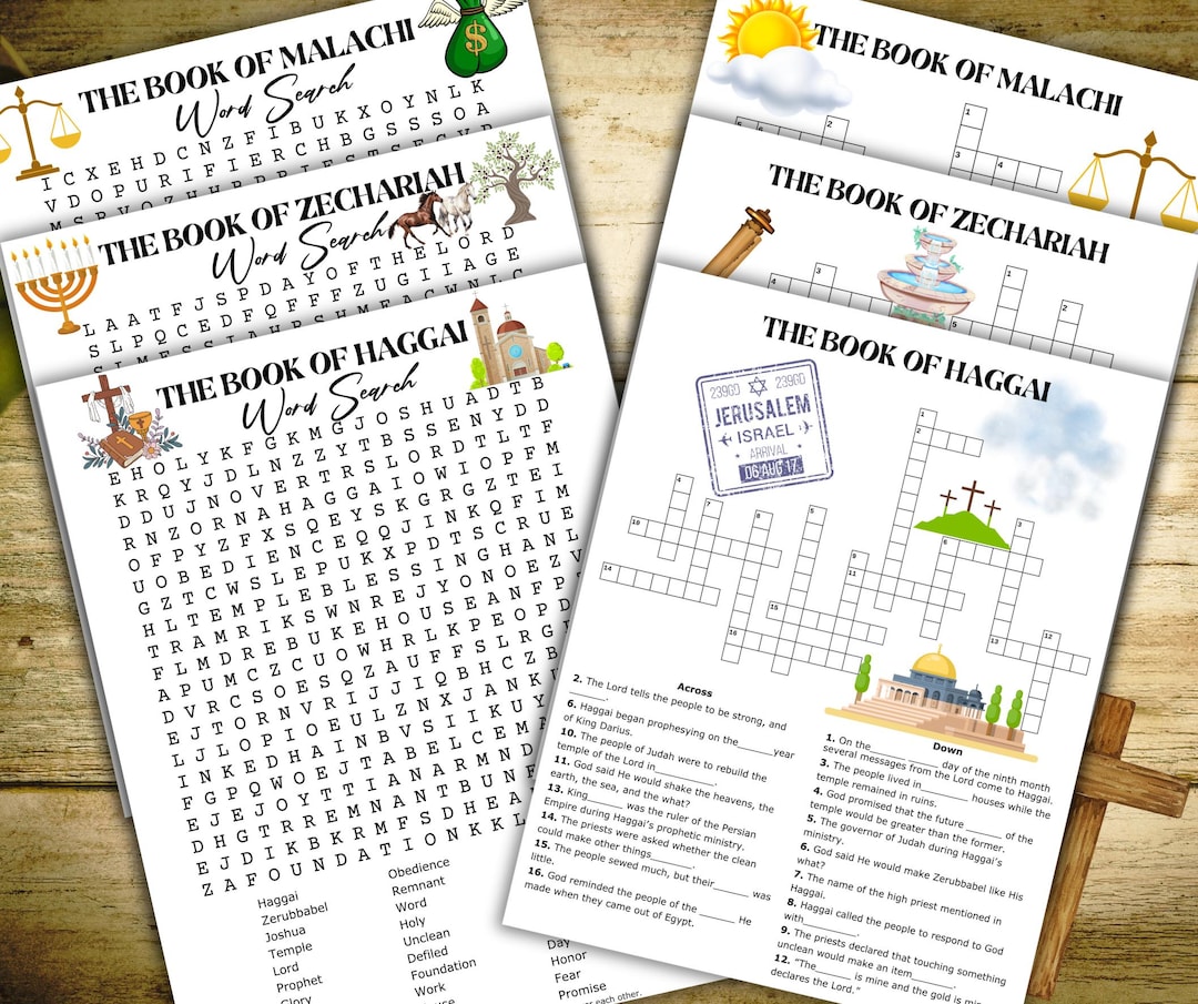 Haggai Zechariah Malachi Christian Crossword Puzzles Religious Word ...