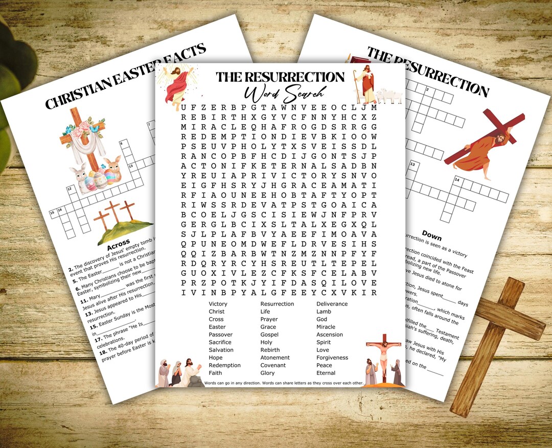 Easter Jesus' Resurrection Christian Crossword Puzzles Easter Word ...