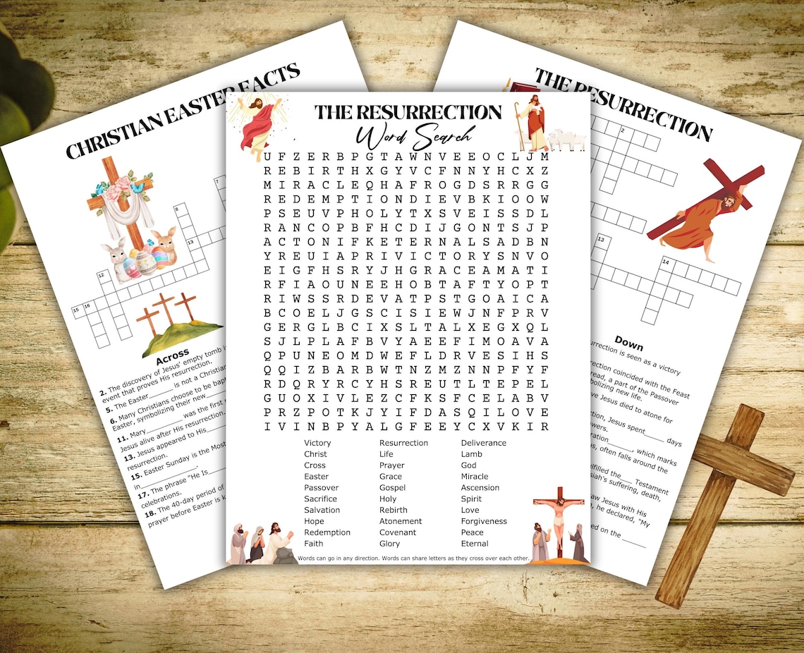 Easter Jesus' Resurrection Christian Crossword Puzzles Easter Word ...