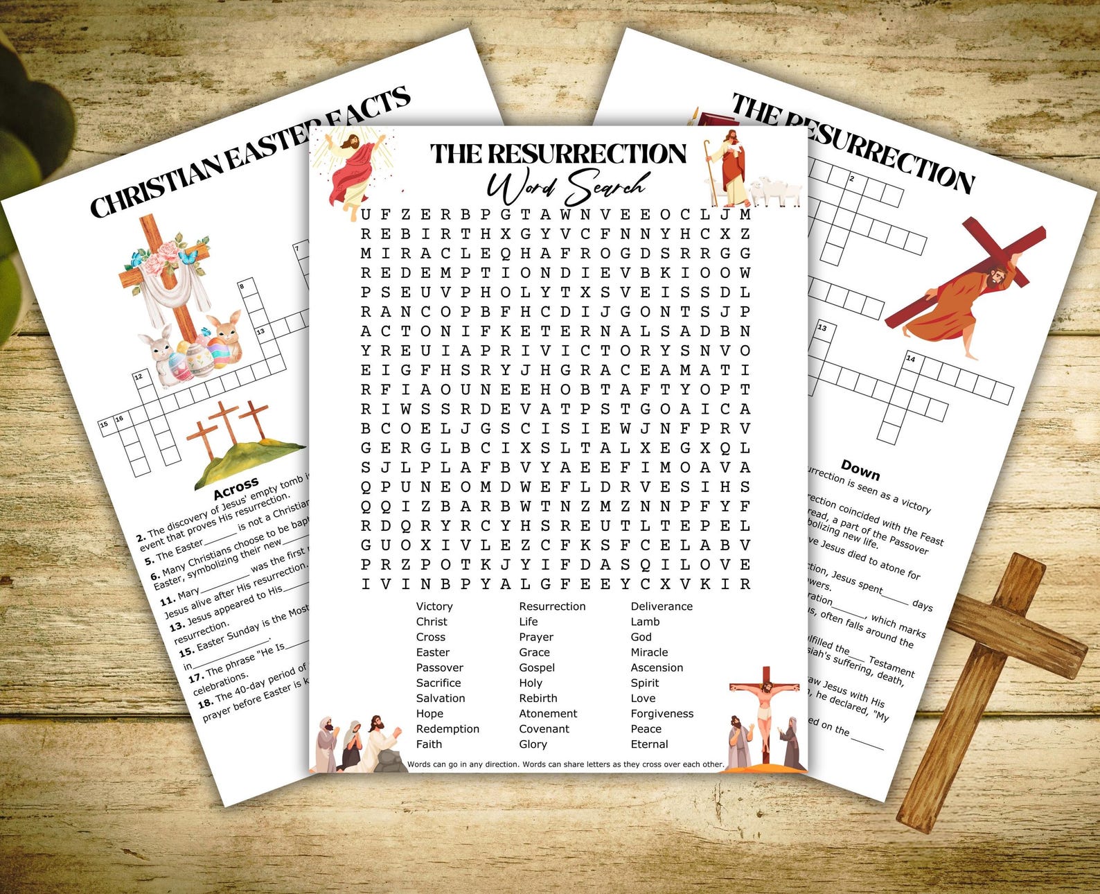 Easter Jesus' Resurrection Christian Crossword Puzzles Easter Word ...