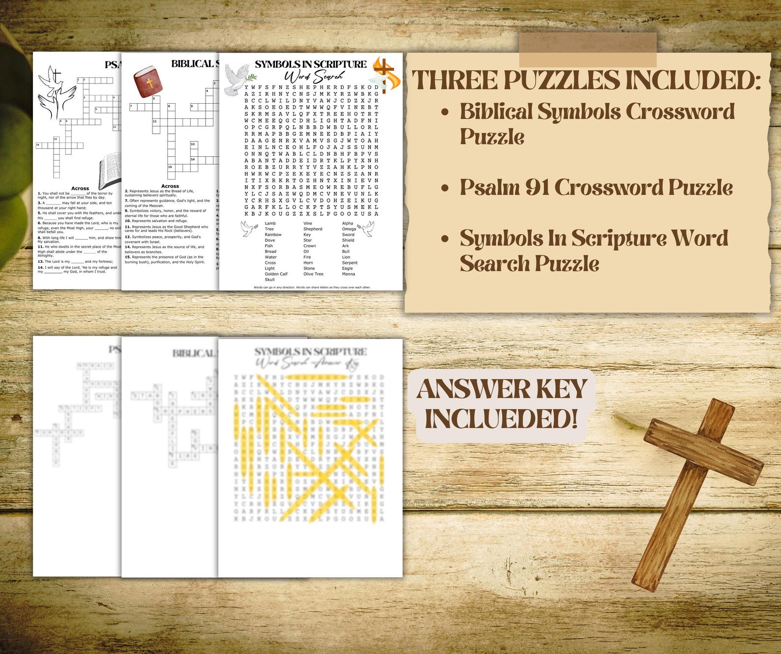 Psalm 91 and Bible Facts Christian Crossword Puzzles Religious Word ...