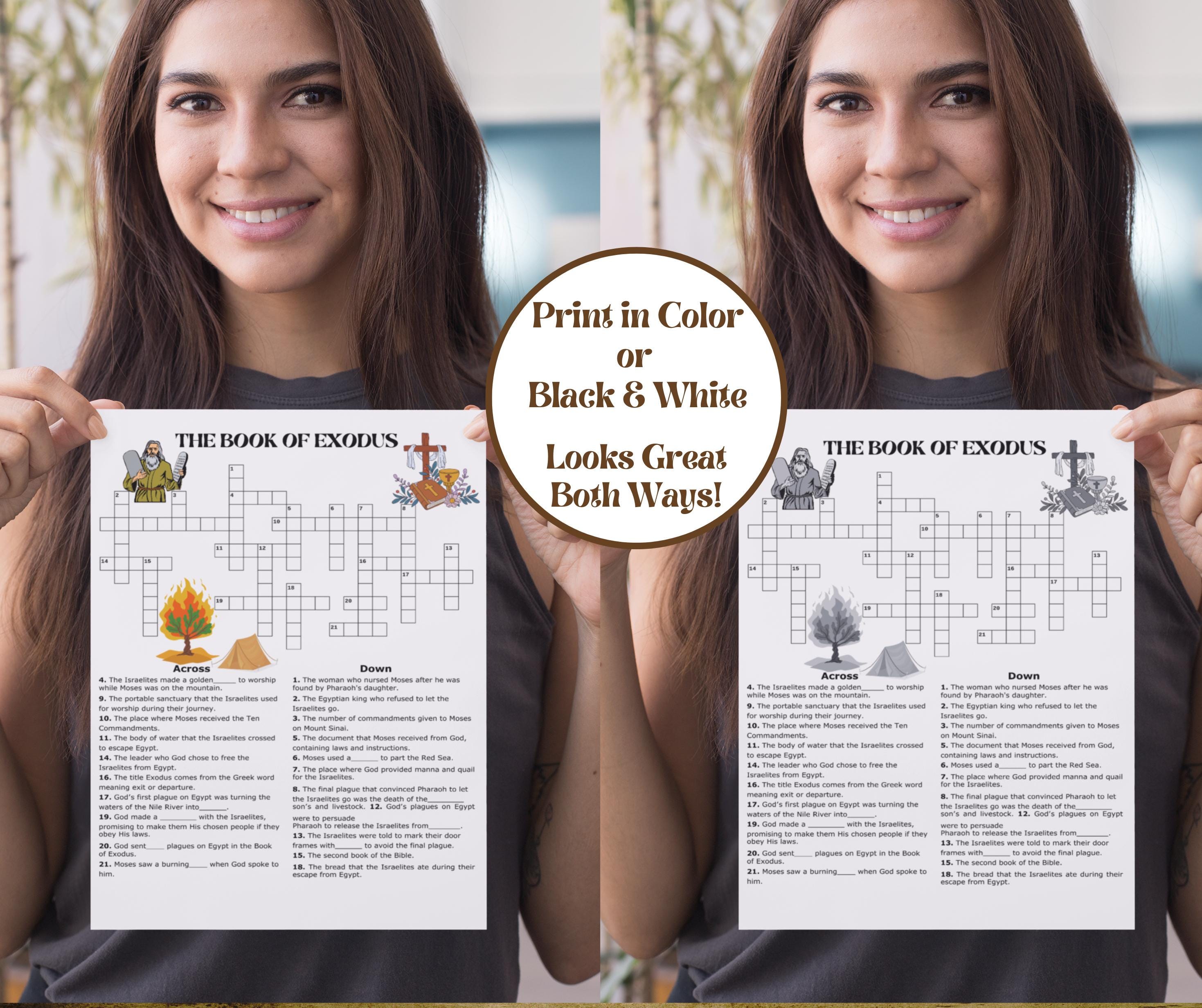 Genesis and Exodus Christian Crossword Puzzles Religious Word Search ...