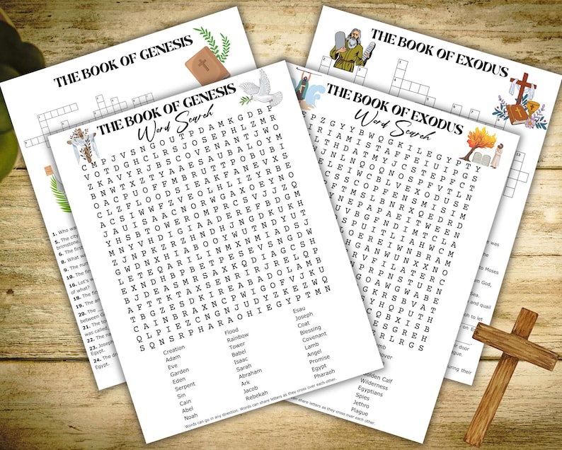 Genesis and Exodus Christian Crossword Puzzles Religious Word Search ...
