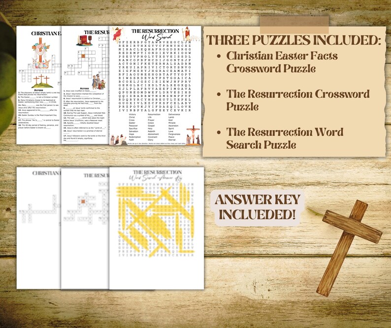 Easter Jesus' Resurrection Christian Crossword Puzzles Easter Word ...