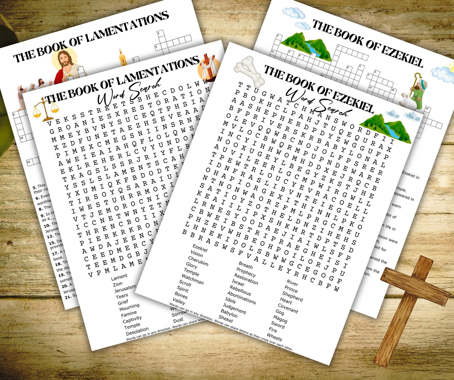 Lamentations and Ezekiel Christian Crossword Puzzles Religious Word ...