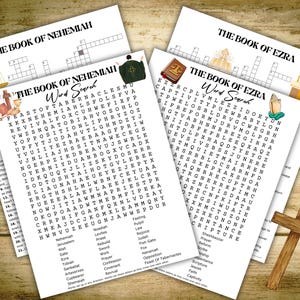 Ezra and Nehemiah Christian Crossword Puzzle Religious Word Search ...
