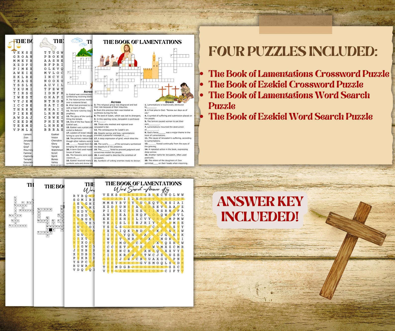 Lamentations and Ezekiel Christian Crossword Puzzles Religious Word ...