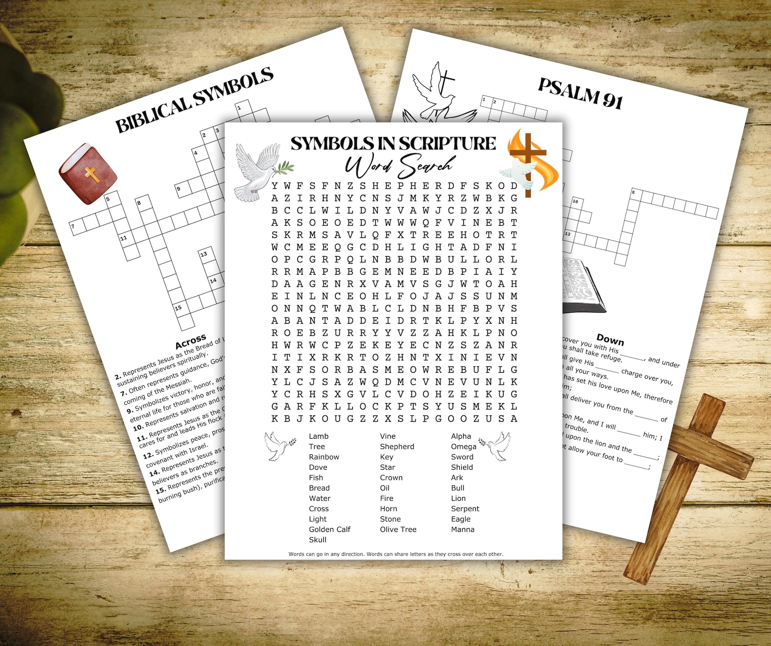 Psalm 91 and Bible Facts Christian Crossword Puzzles Religious Word ...