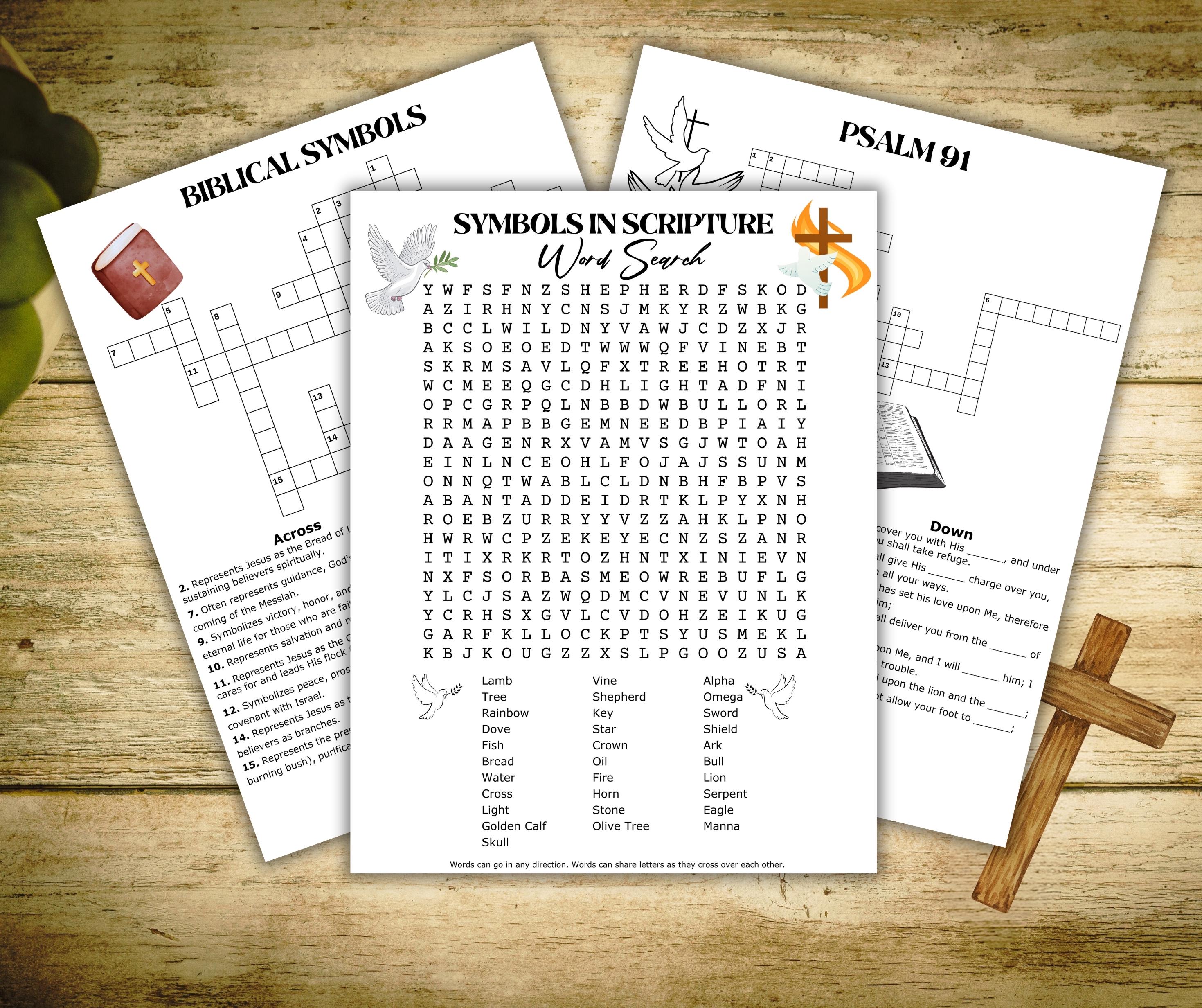 Psalm 91 and Bible Facts Christian Crossword Puzzles Religious Word ...