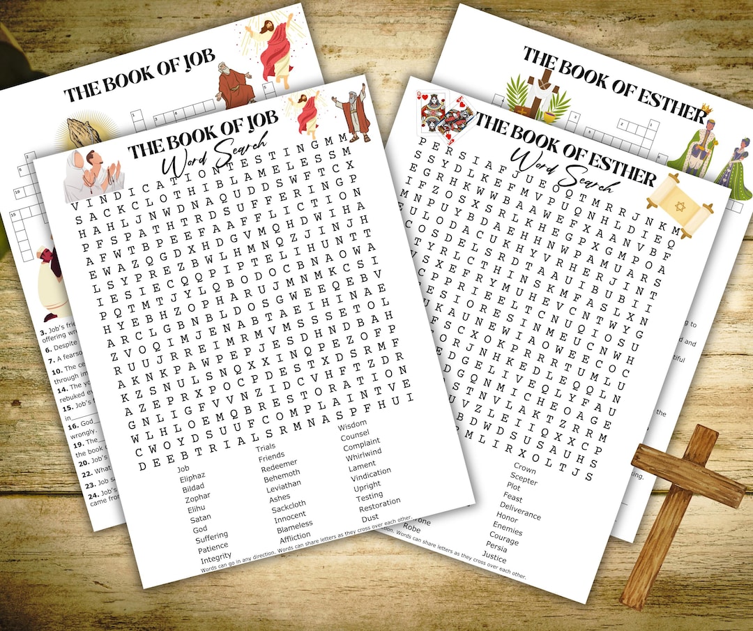 Esther and Job Christian Crossword Puzzles Religious Word Search Bible ...