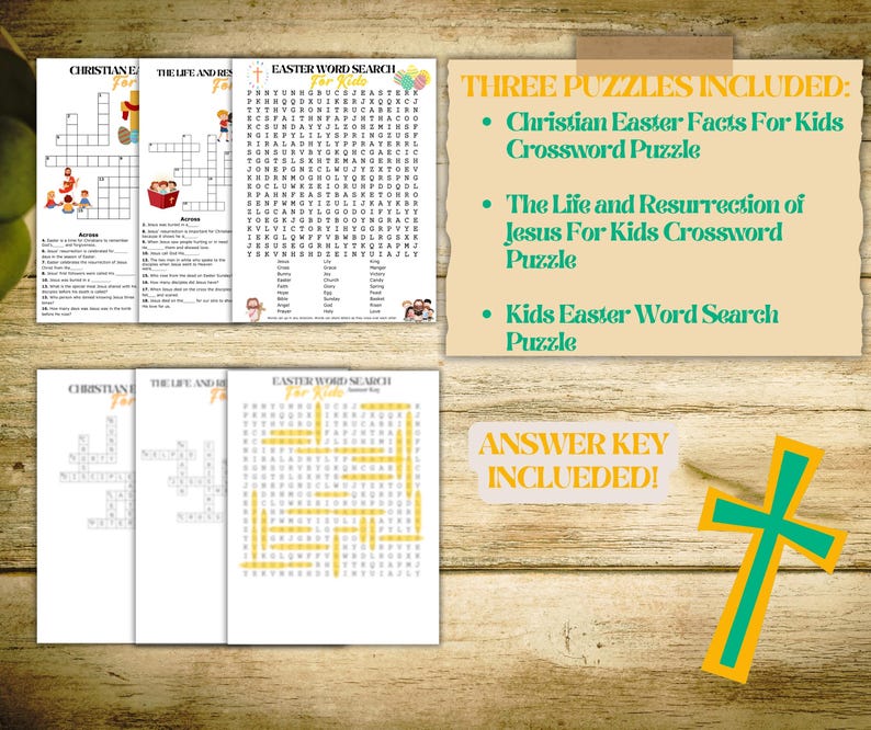 Kids Christian Crossword Puzzle Easter Word Search Puzzle Bible Study ...