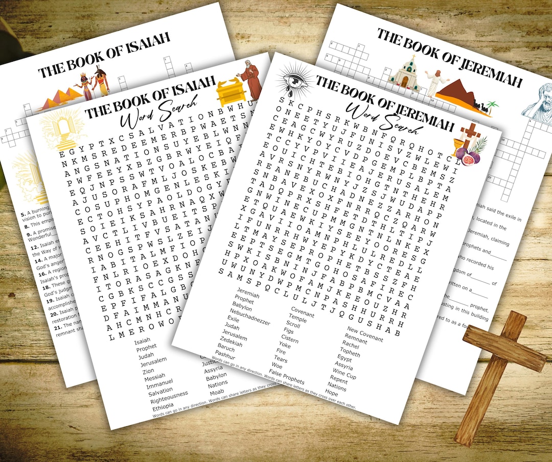 Isaiah and Jeremiah Christian Crossword Puzzles Religious Word Search ...