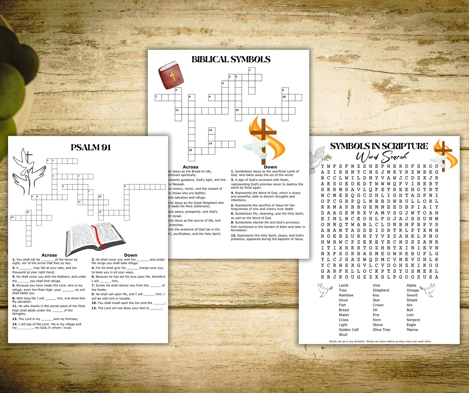 Psalm 91 and Bible Facts Christian Crossword Puzzles Religious Word ...
