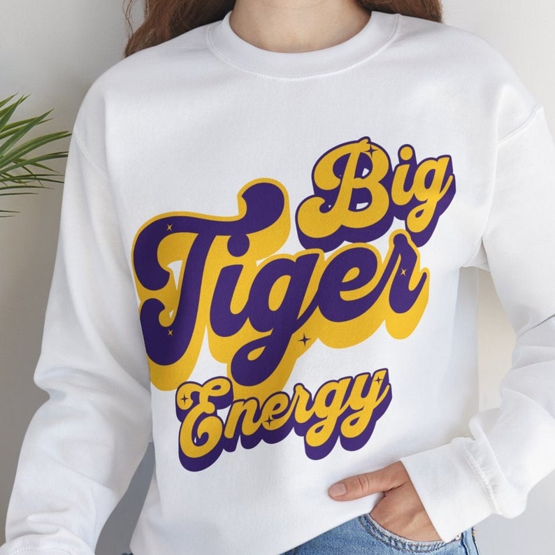 Big Tiger Energy Sweatshirt Tigers Shirt Long Sleeve Retro Tigers Fan Gift Crewneck Sweatshirt ...