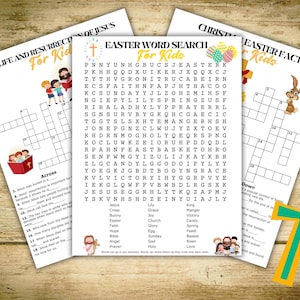 Kids Christian Crossword Puzzle Easter Word Search Puzzle Bible Study ...