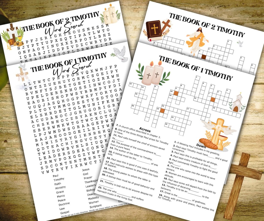 1 Timothy 2 Timothy Crossword Puzzles Christian Word Search Bible Study ...