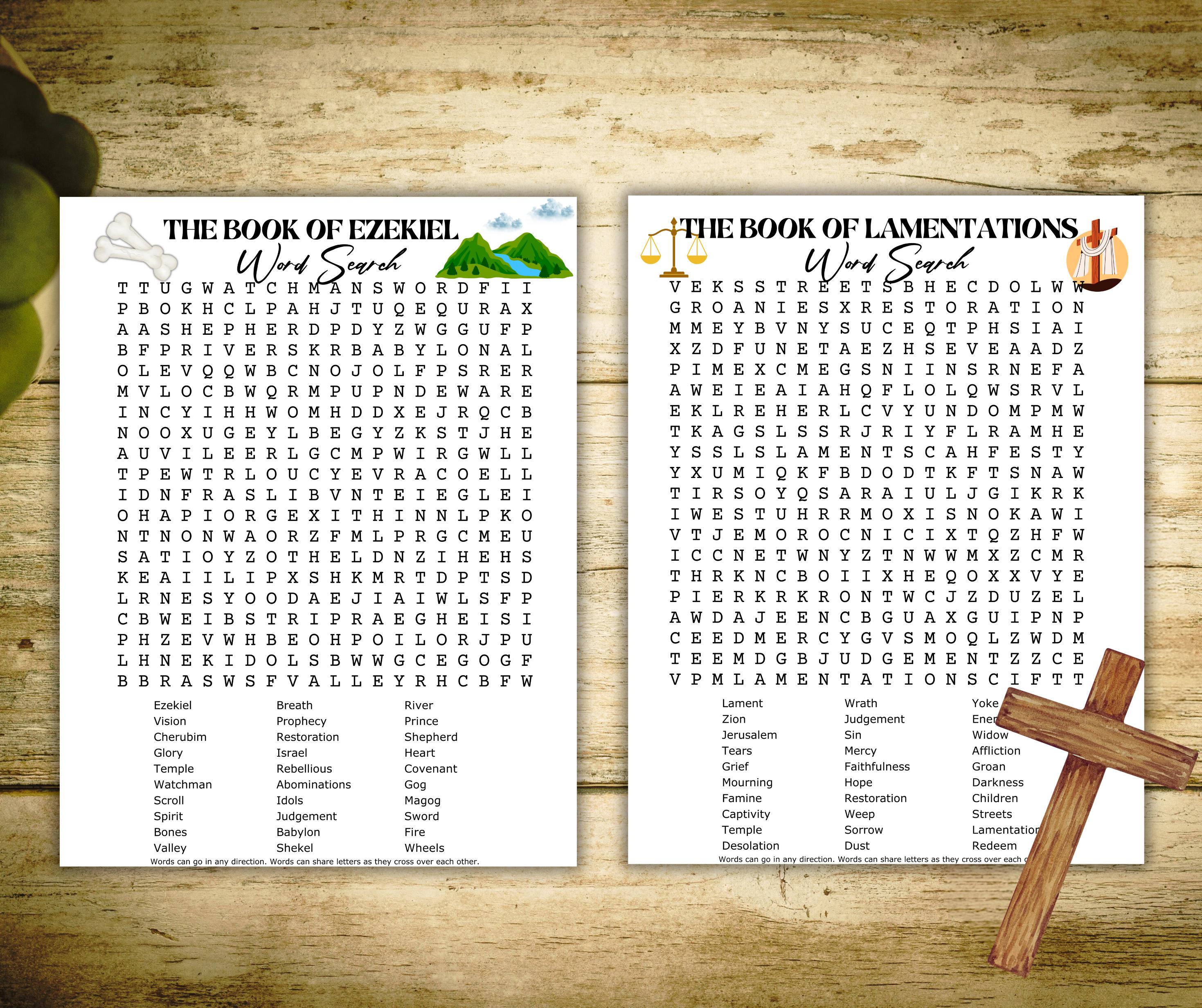 Lamentations and Ezekiel Christian Crossword Puzzles Religious Word ...