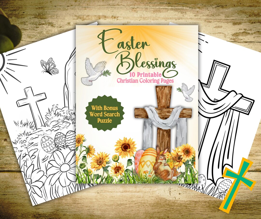 Christian Easter Coloring Pages With Bonus Word Search and Word ...