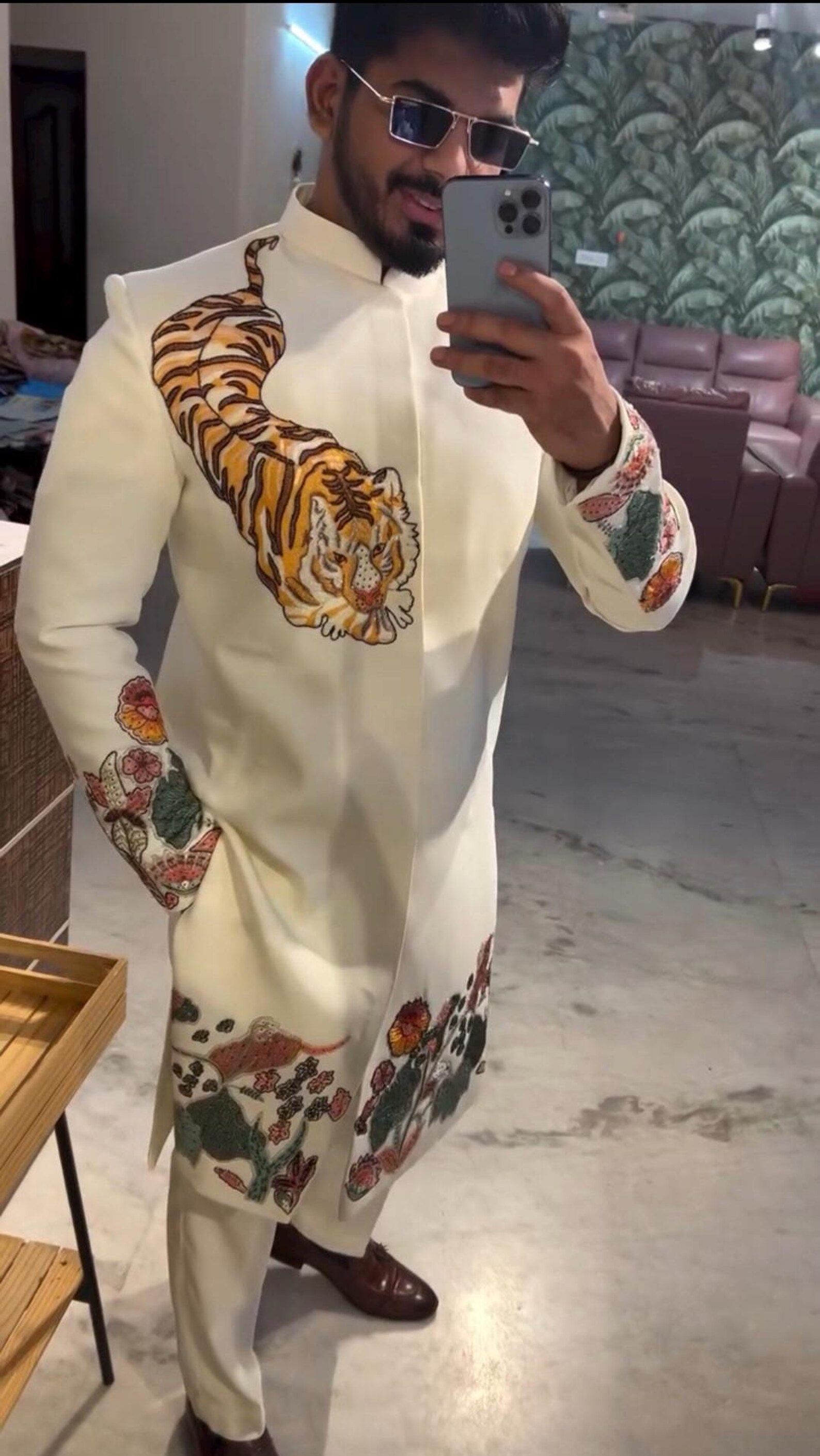 Ivory Tiger Hand-embroidered Sherwani Set – Wedding Groom Wear | Kph ...