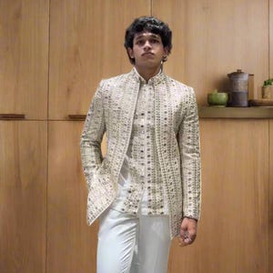 Men's Exclusive Golden Sequence Open Shrug Set | Wedding Designer Open ...