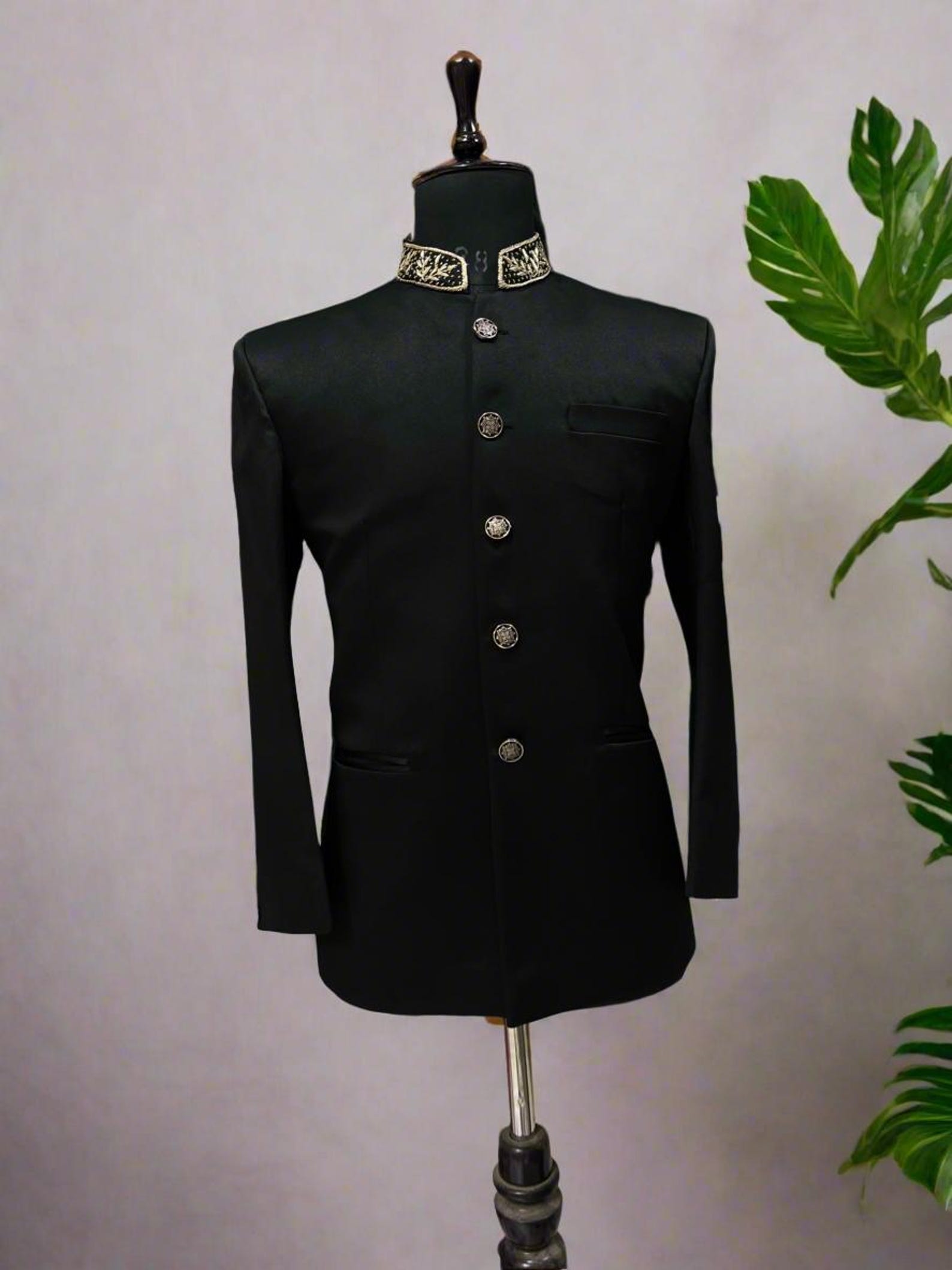 Handcrafted Zardosi Work Designer Black Jodhpuri Set Men's Classic and ...