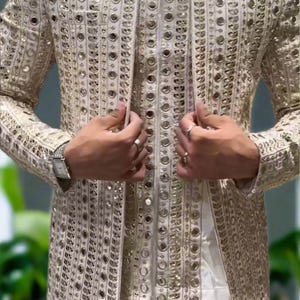 Men's Exclusive Golden Sequence Open Shrug Set | Wedding Designer Open ...
