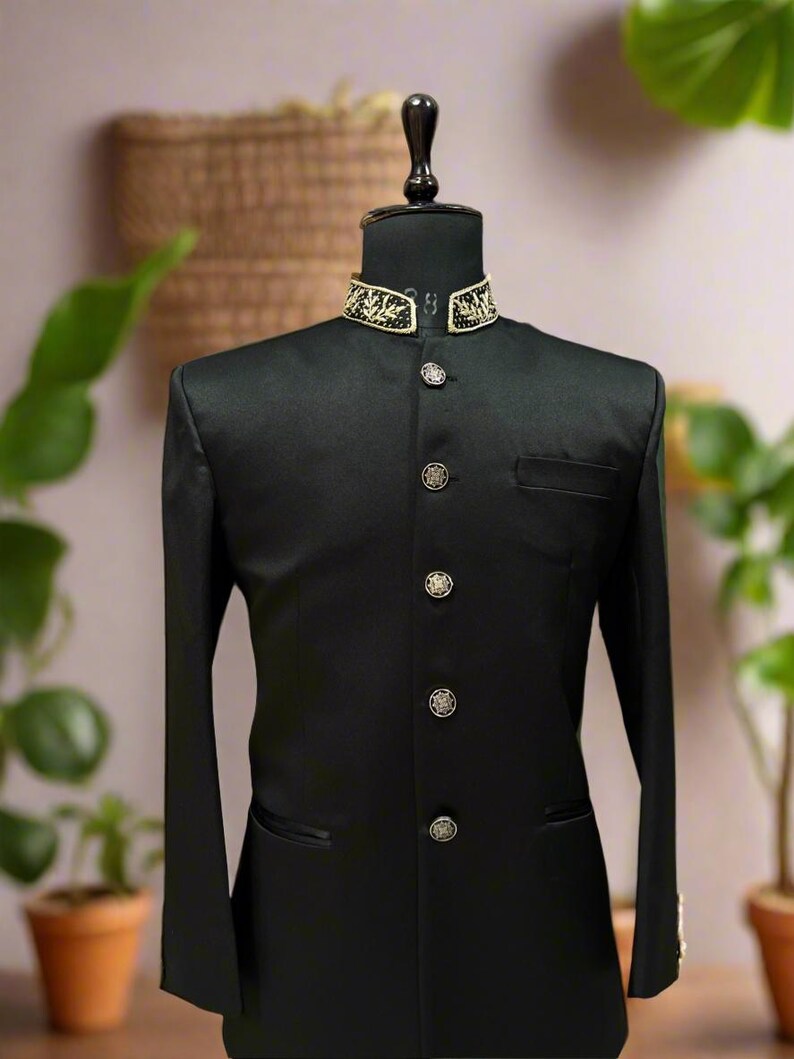 Handcrafted Zardosi Work Designer Black Jodhpuri Set Men's Classic and ...
