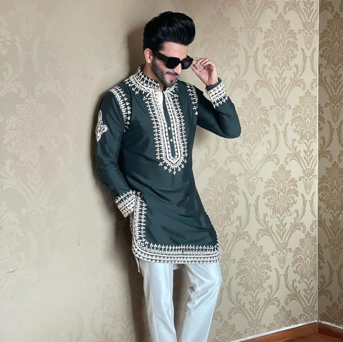 Men's Mehndi Ceremony Special Designer Kurta Set New Stylish Customise ...