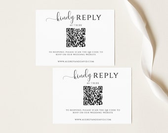 Minimalist QR Code RSVP Card Template, Editable Modern Wedding Rsvp ...
