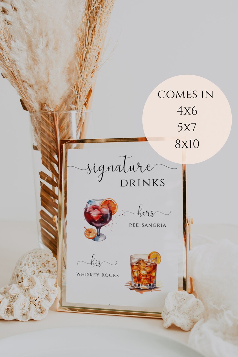 Our Signature Cocktails Sign Template His and Hers, Signature Drinks ...