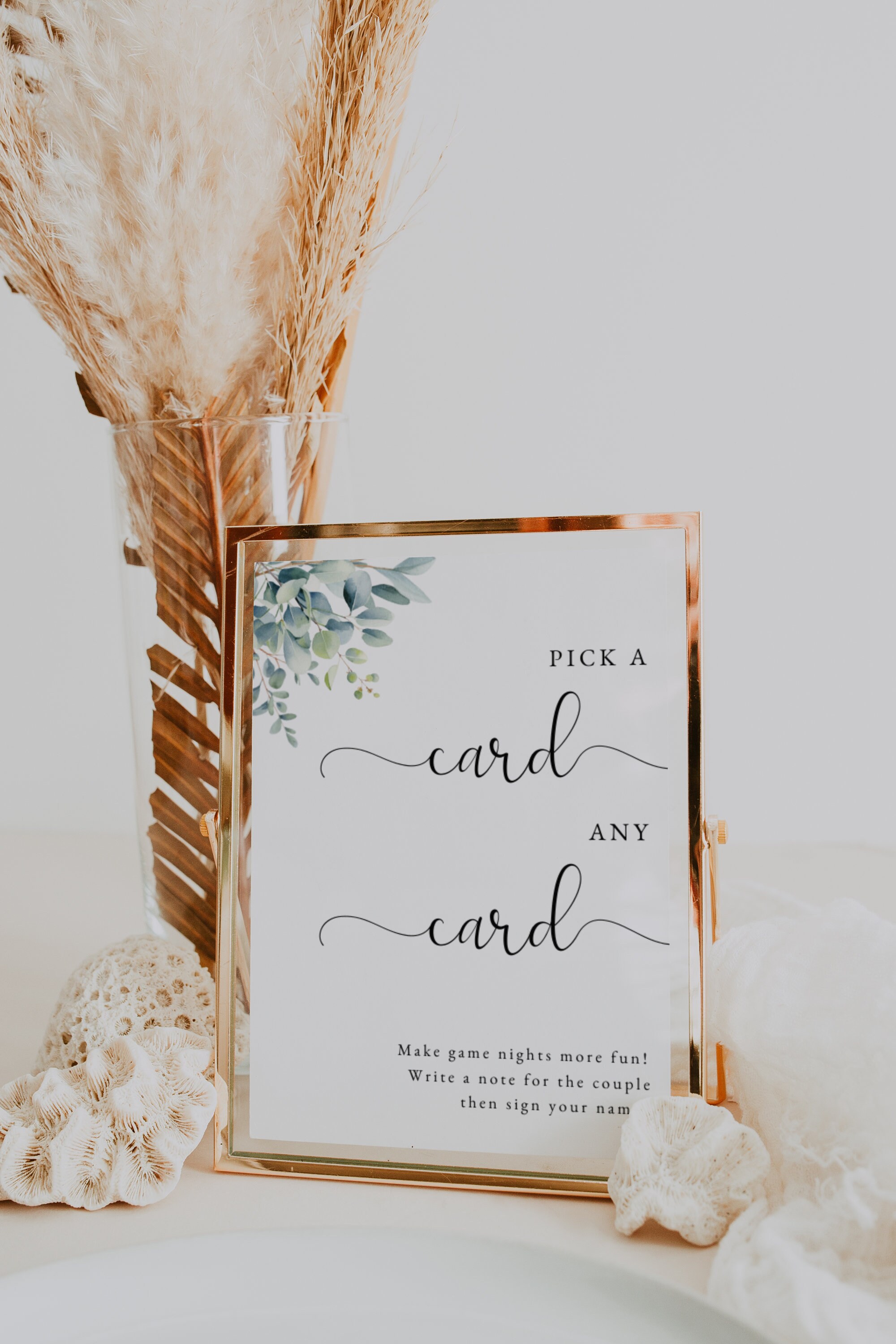 Eucalyptus Playing Card Sign Template for Guestbook, Eucalyptus ...