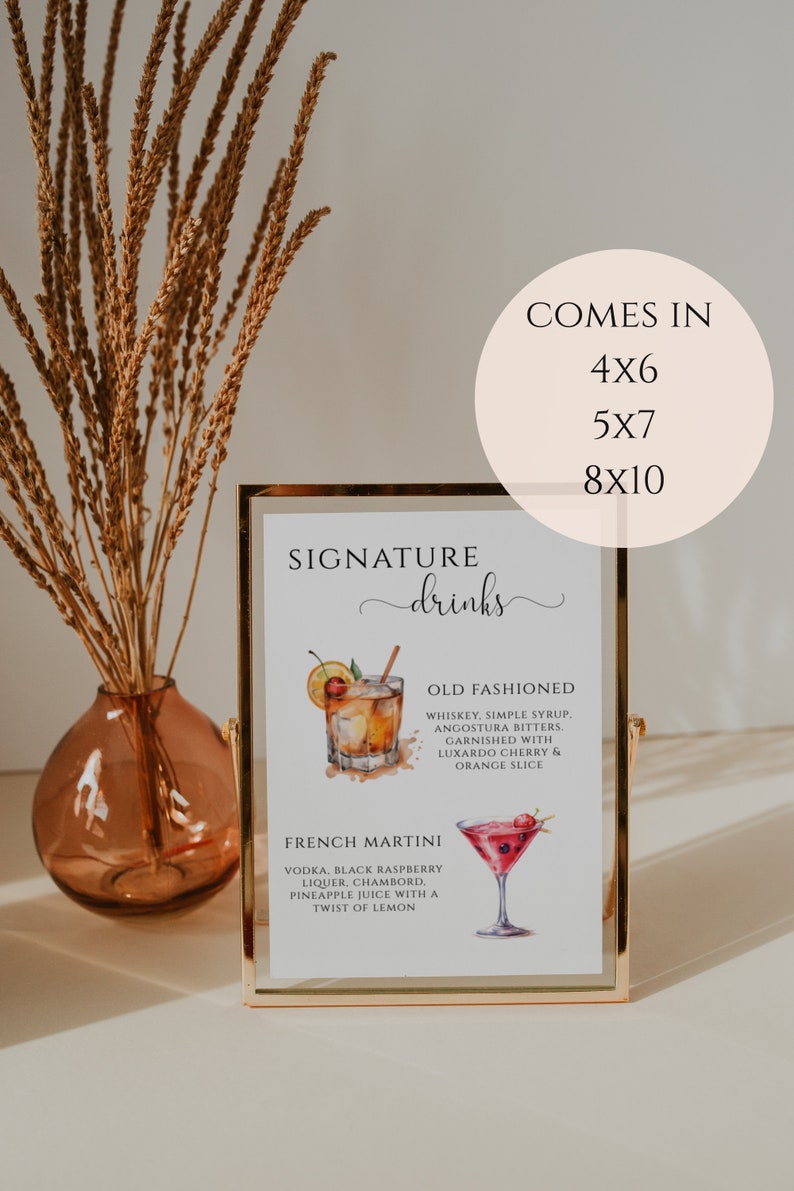 Signature Drinks Sign Template, Our Signature Cocktails Sign Template ...