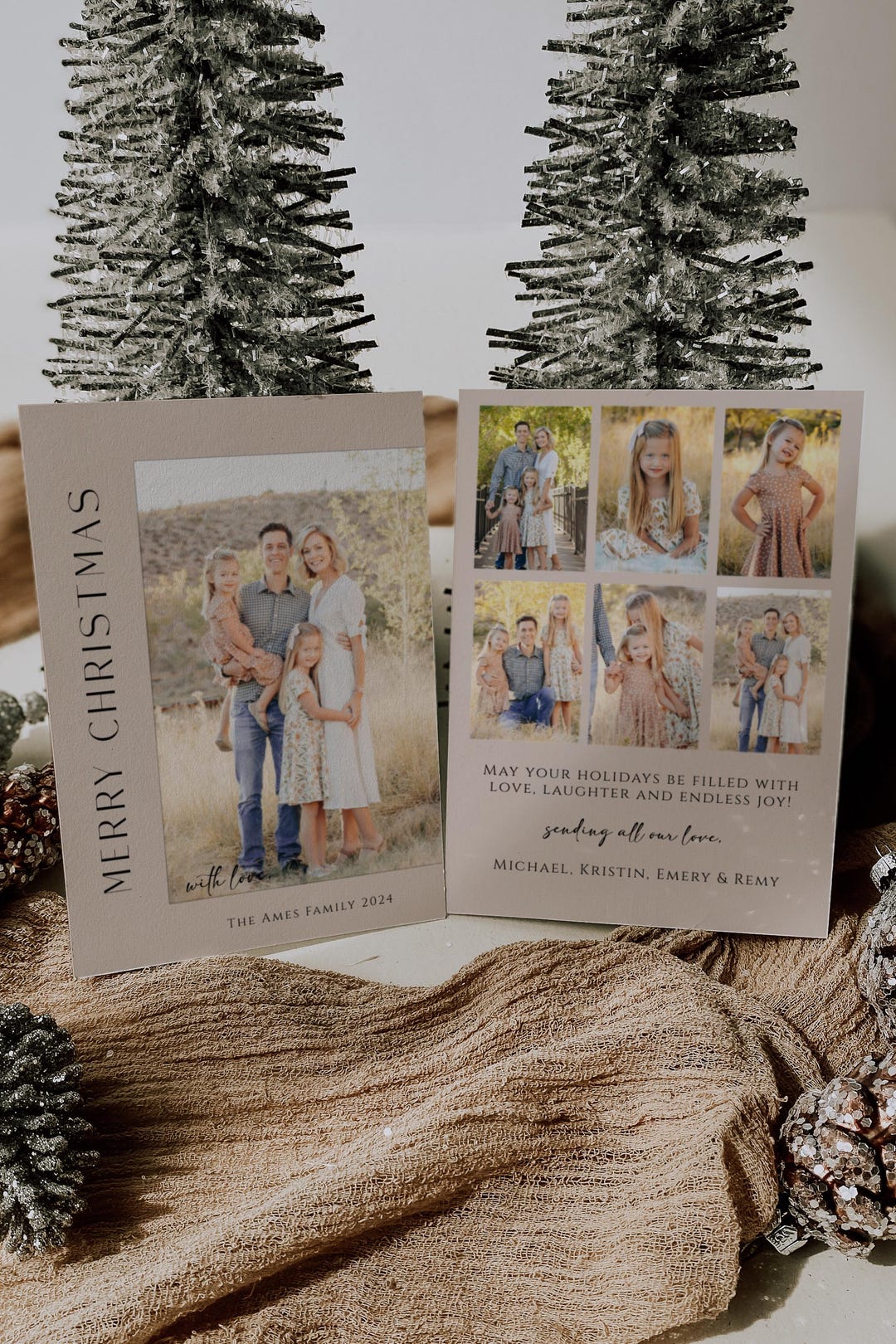 Modern Beige Photo Christmas Card Template (digital Download) - Etsy