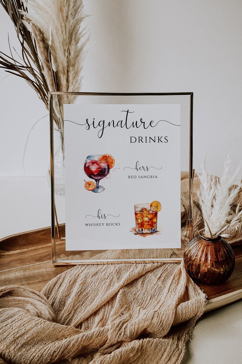 Our Signature Cocktails Sign Template His and Hers, Signature Drinks ...