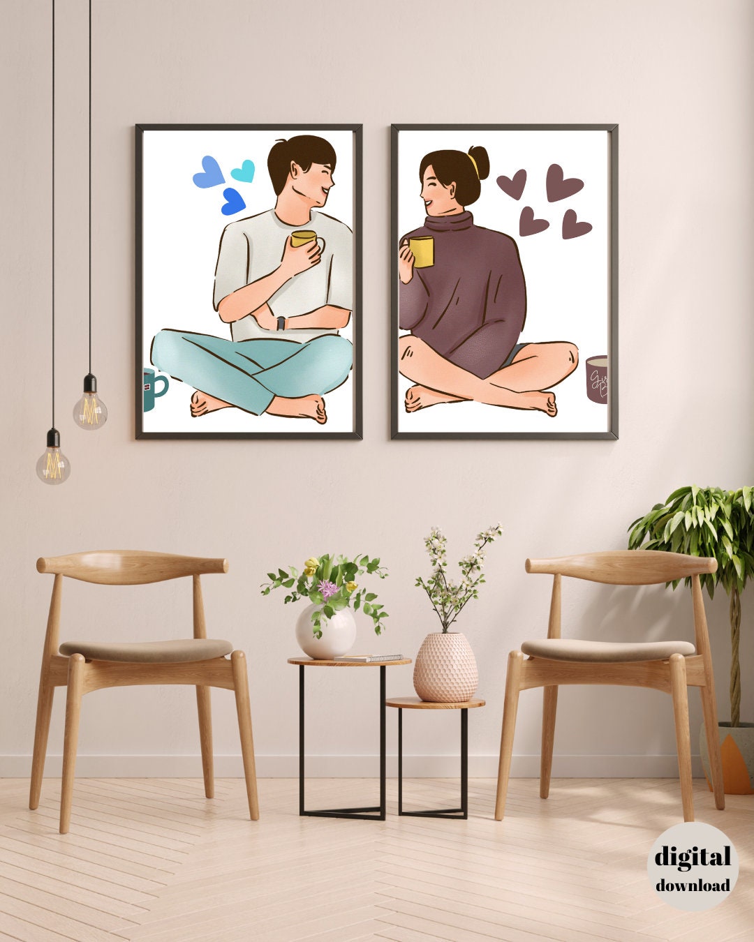 Couple Digital Art Print Wall Art Ai Art Digital Download - Etsy
