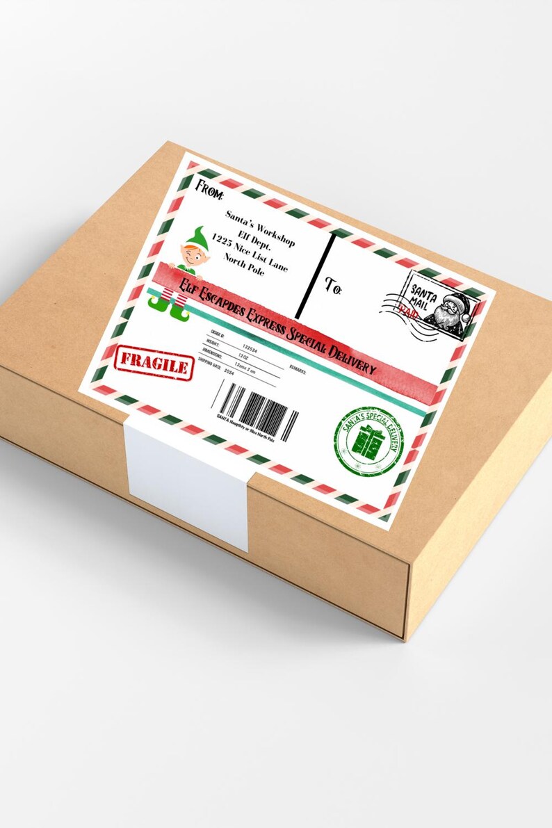 Printable Elf Escapades Delivery Customizable Shipping Label - Etsy