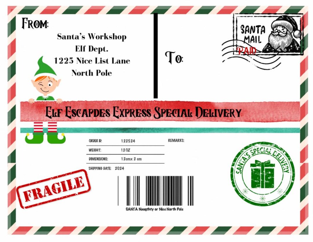 Printable Elf Escapades Delivery Customizable Shipping Label - Etsy