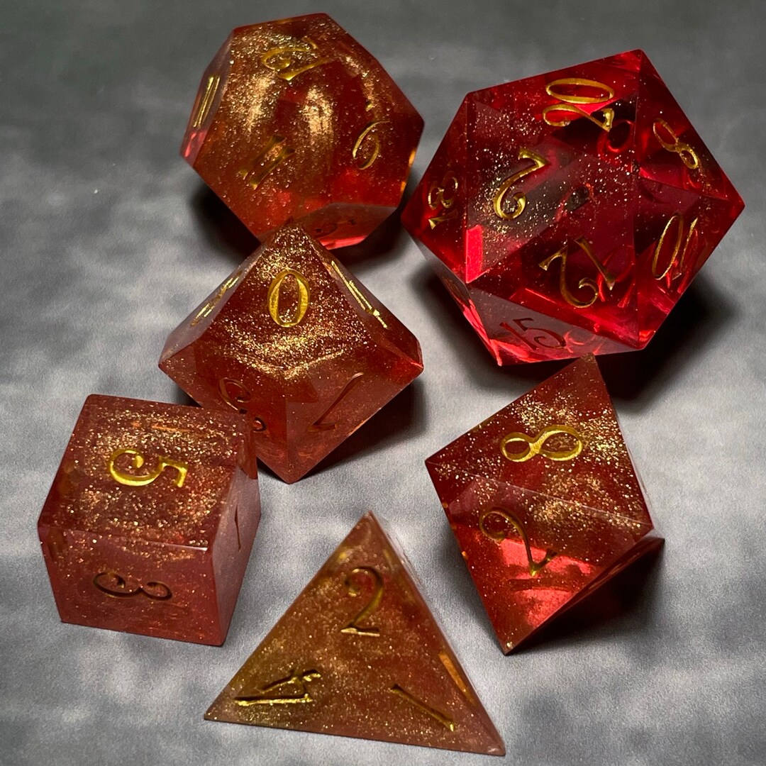 Ruby Gold "midnight Oil" 6 Piece Handmade Resin Dice Set for Dungeons ...