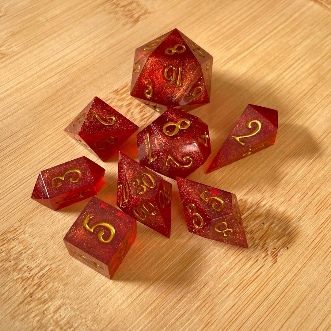 Rich Ruby Red and Gold "dragon Scale" Polyhedral Dice Set for Dungeons ...