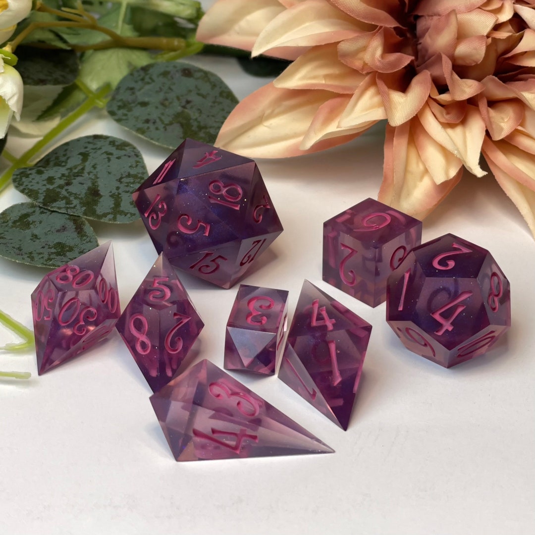 Purple eldritch Energy 8 Piece Handmade Resin Dice Set for Dungeons and ...