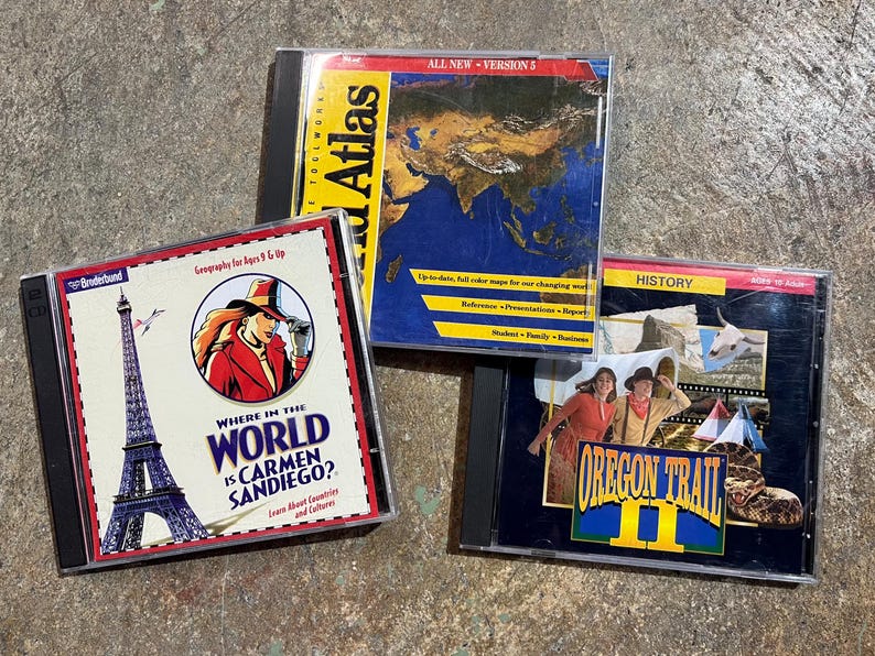 Oregon Trail II, Carmen Sandiego, and World Atlas Cd-rom Computer Games ...