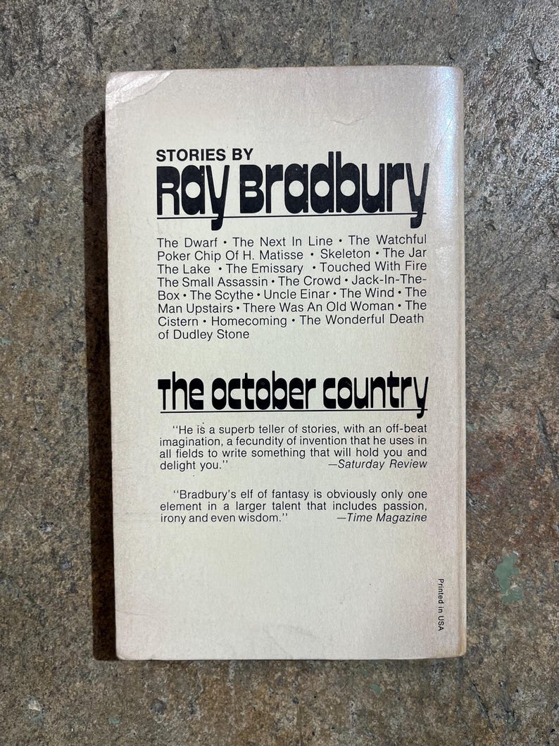 Ray Bradbury's the October Country Short Story Collection, 1975 Edition ...