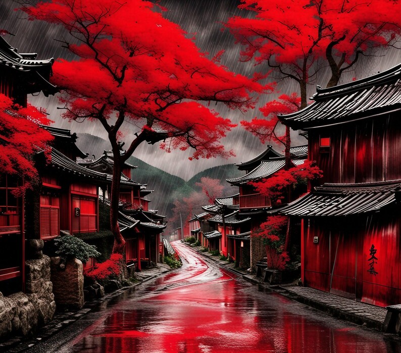 Ancient Japanese Village During Thunderstorm for 20oz Skinny Tumblers ...