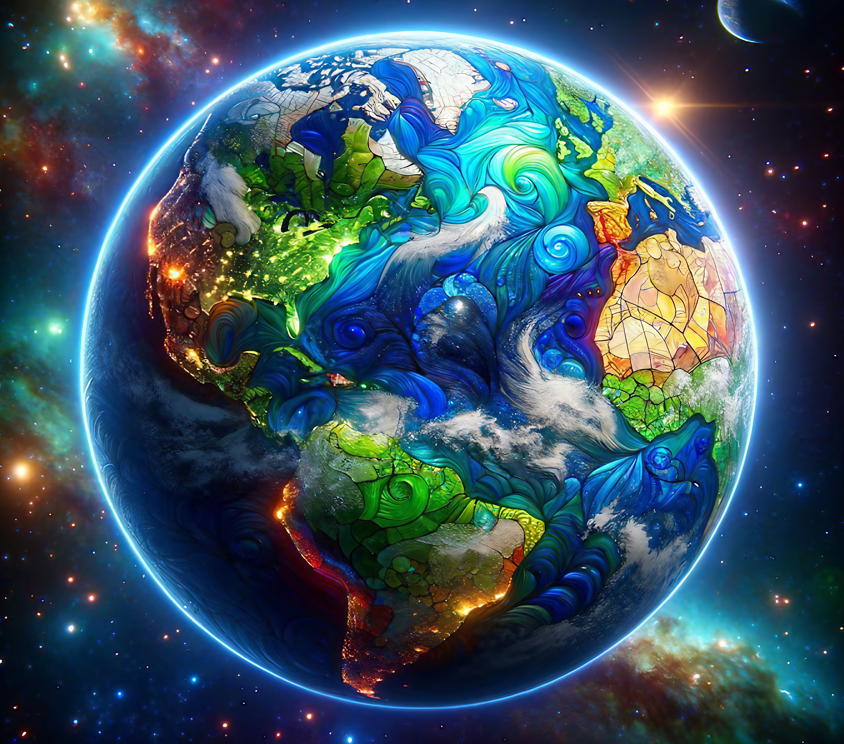 Stained Glass Planet Earth 20oz Skinny Tumbler Sublimation Design ...