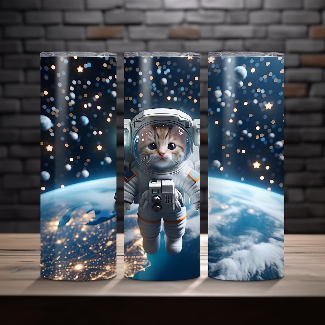 Astronaut Kitten Tumbler Wrap Sublimation Design, Digital Download PNG ...