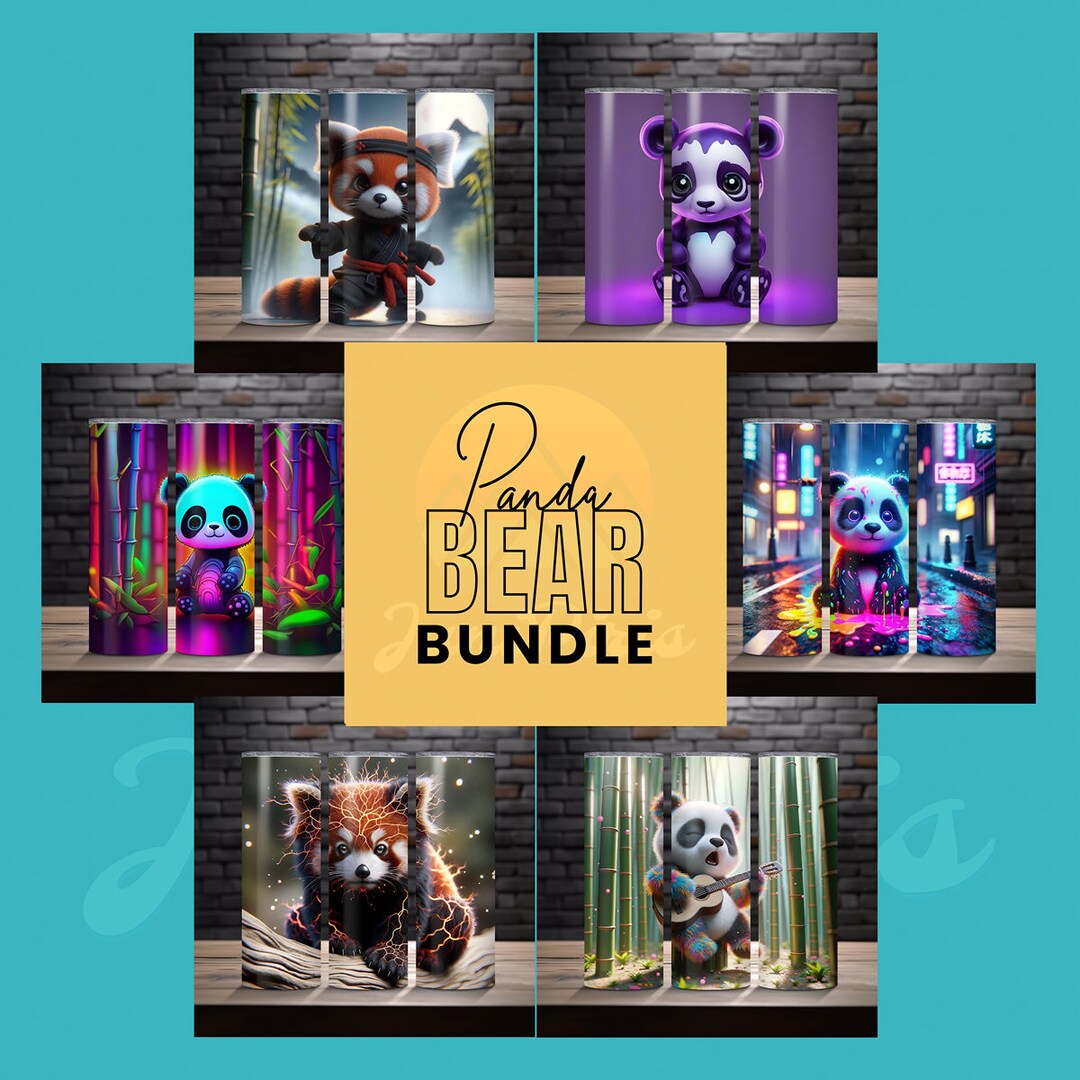 Panda Bear Bundle 20 Oz Skinny Tumbler Sublimation Design Digital ...